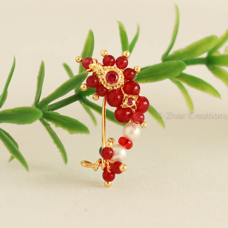 Red Beads Nath Maharashtrian Nath Indian Nath Indian - Etsy