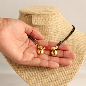 Gold-plated Vati Mangalsutra: Coral Nallapusalu Thali, 28 Inch - Etsy