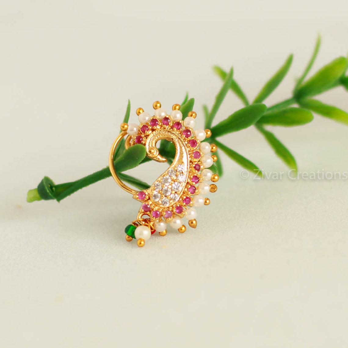 Peacock Pearl Traditional Nath Peacock Nath Traditional - Etsy