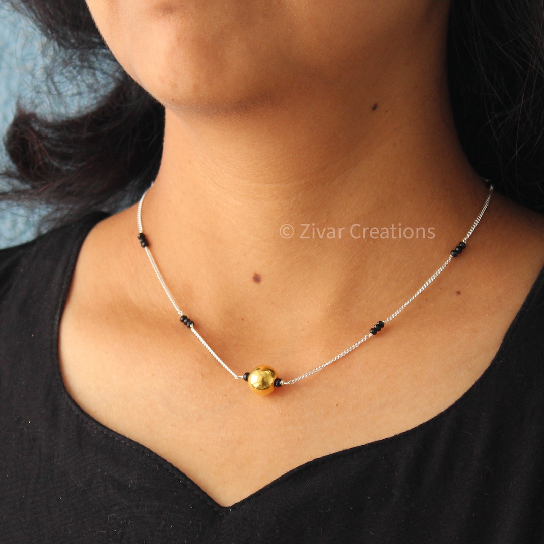 925 Silver Two Tone Short Mangalsutra, Traditional Ethnic Jewelry ...