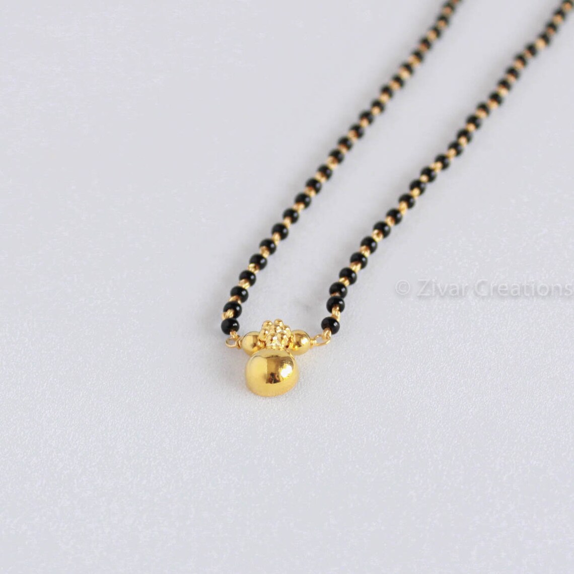 Gold-plated Silver Mangalsutra: Handmade Vati Pendant, 26 Inch Chain - Etsy