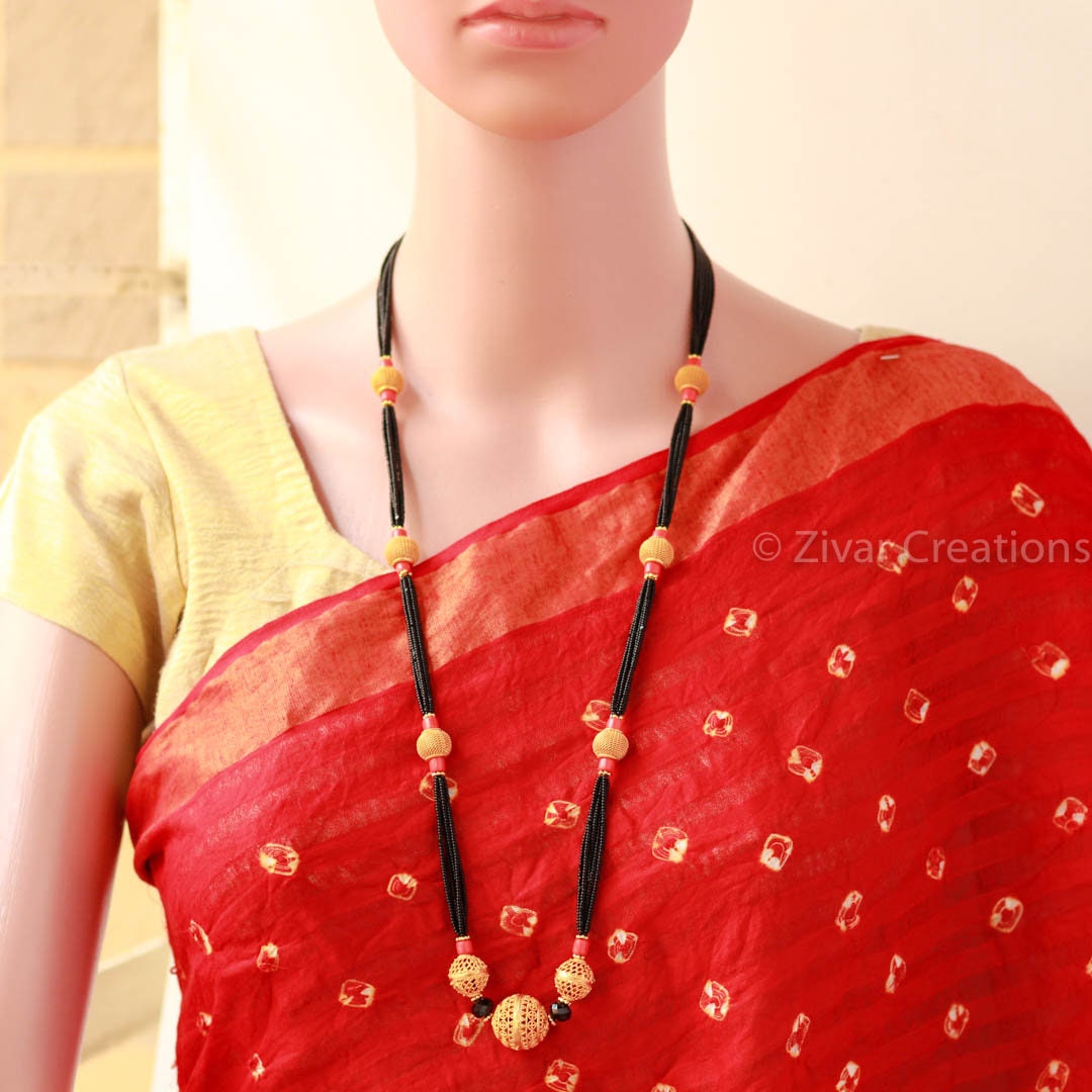 Buy Jali Ball Coral Handcrafted Mangalsutra, Long Mangalsutra ...