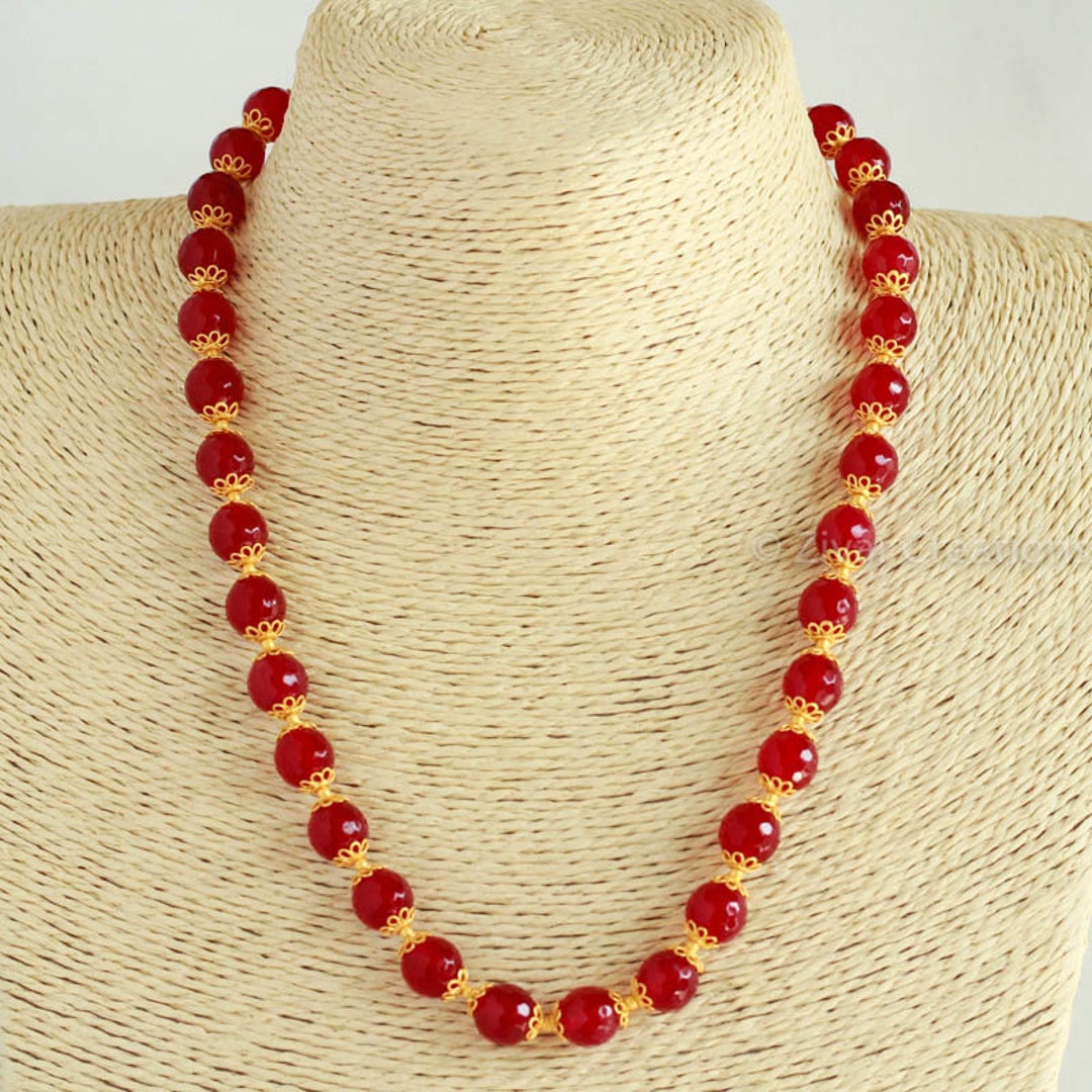 Red Cutting Beads Necklace , Indian Jewellery , Ethnic, Red Beads ...