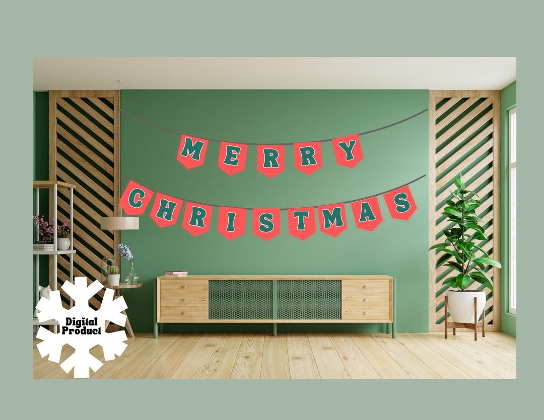 Merry Christmas Pennant Banner | Digital Printable - Etsy