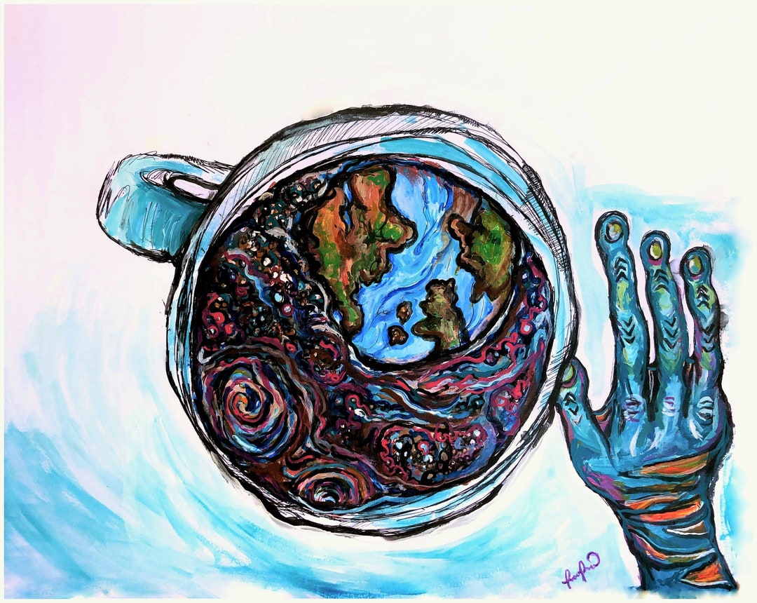 Galaxy Space Alien Artwork Illustration. Wall Art Print, Multi Size ...