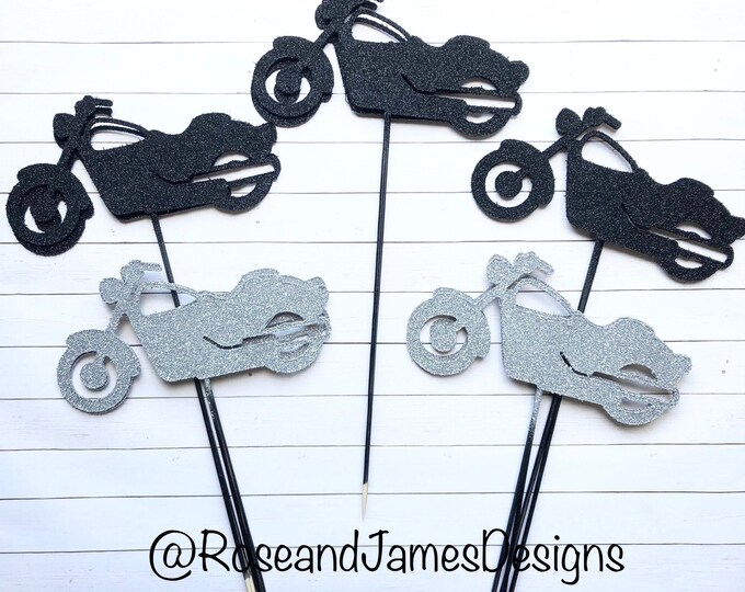 Motorcycle Birthday Theme Centerpieces, Custom Color Motorcycle Party ...