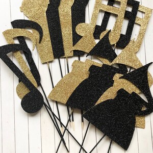 Singing Centerpiece Sticks for Music Party, Music Notes and Microphone ...