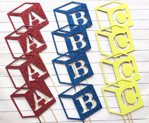 Abc Block Centerpiece Abc Block Party Decoration Custom - Etsy