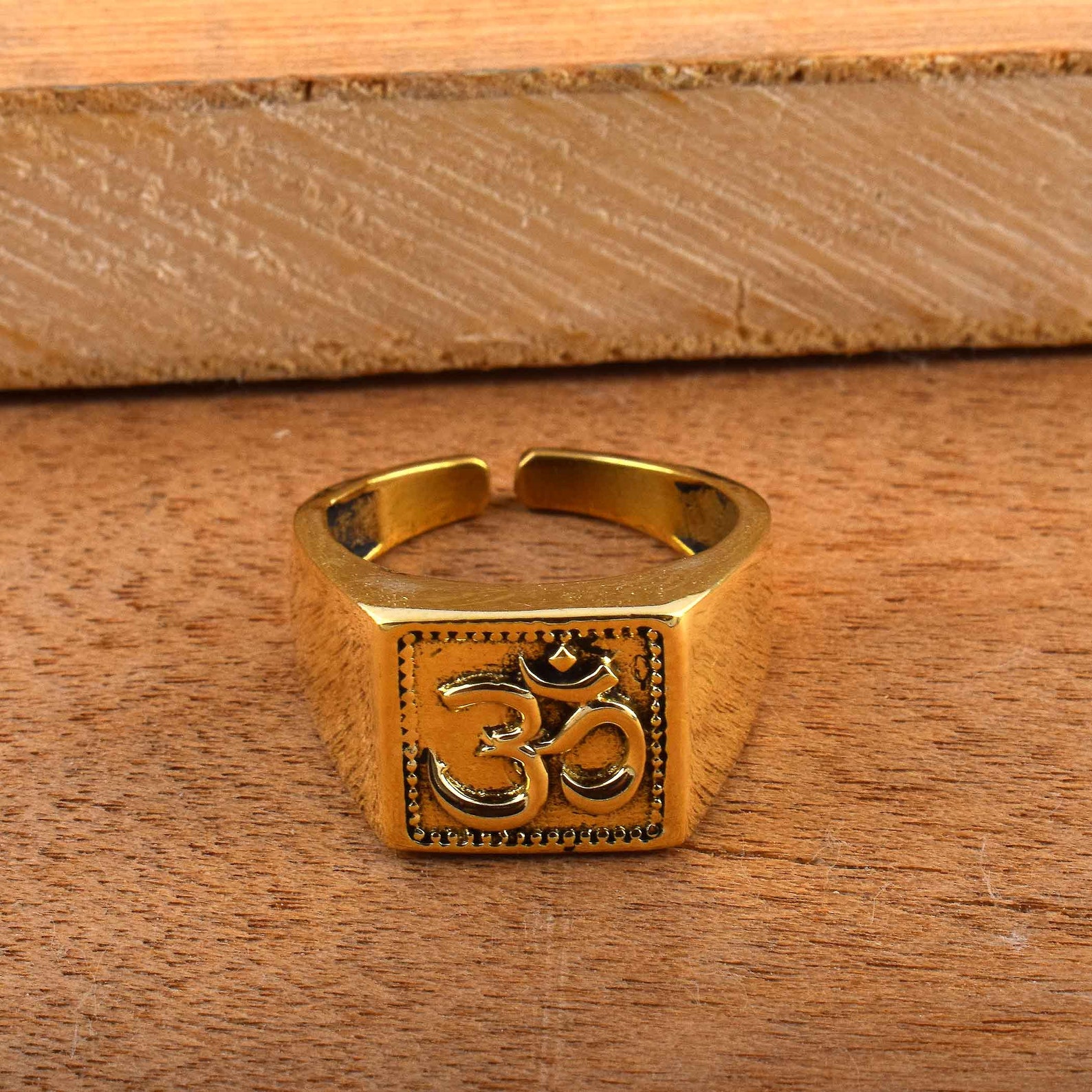 Open Gold Om ring Brass ring Ohm Ring Designer Brass Ring | Etsy