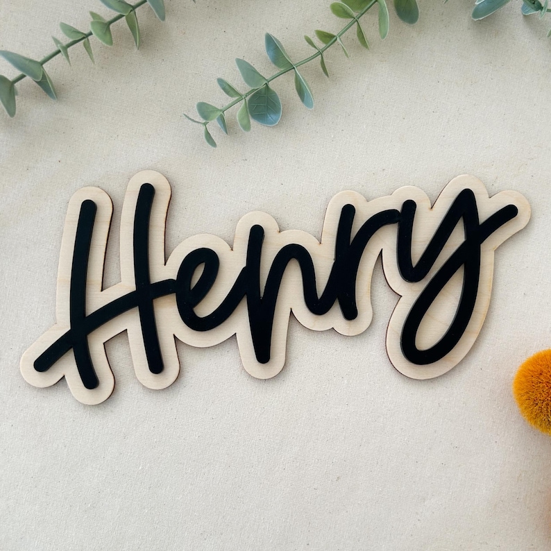 DOUBLE Layer Name Plaque, SCRIPT FONT, Wooden Script Names, Nursery ...