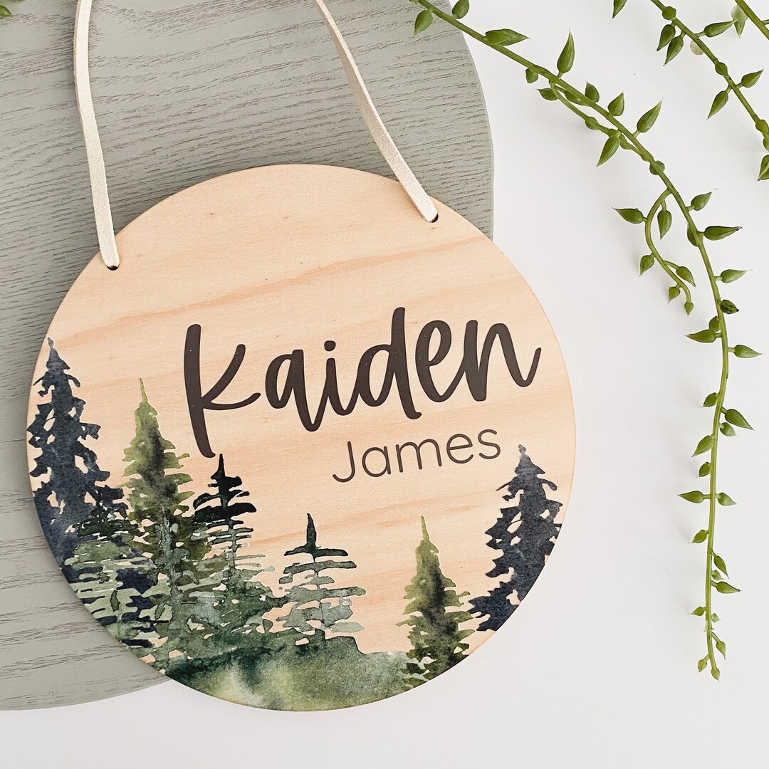 Custom BLUE FOREST Personalised Round Name Plaques | Printed Name Door ...