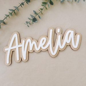 DOUBLE Layer Name Plaque, SCRIPT FONT, Wooden Script Names, Nursery ...