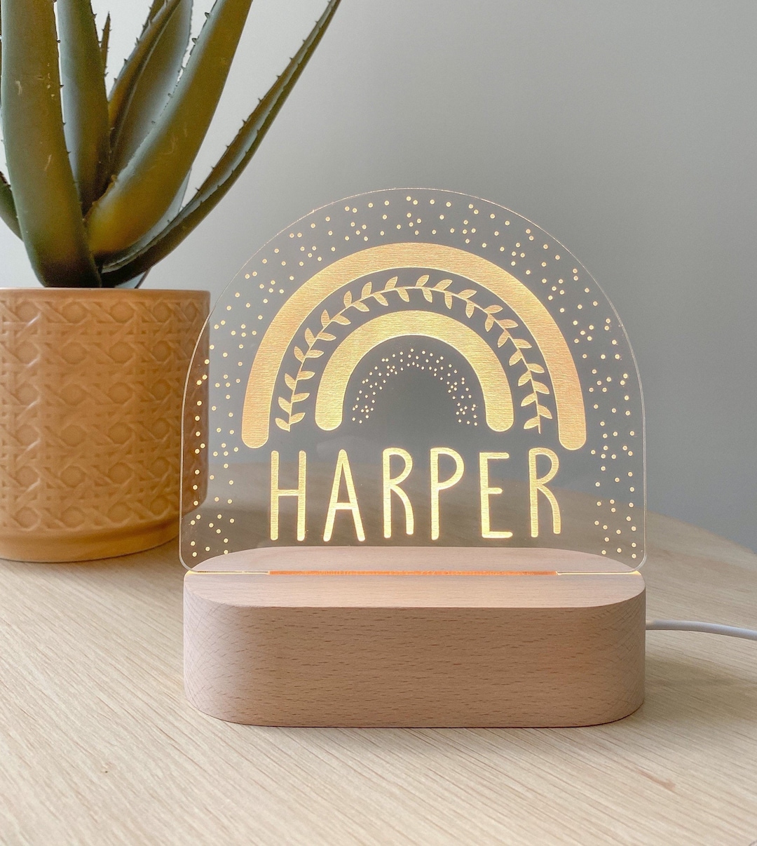 Personalised RAINBOW Night Light | Kids Custom Name Night Light ...