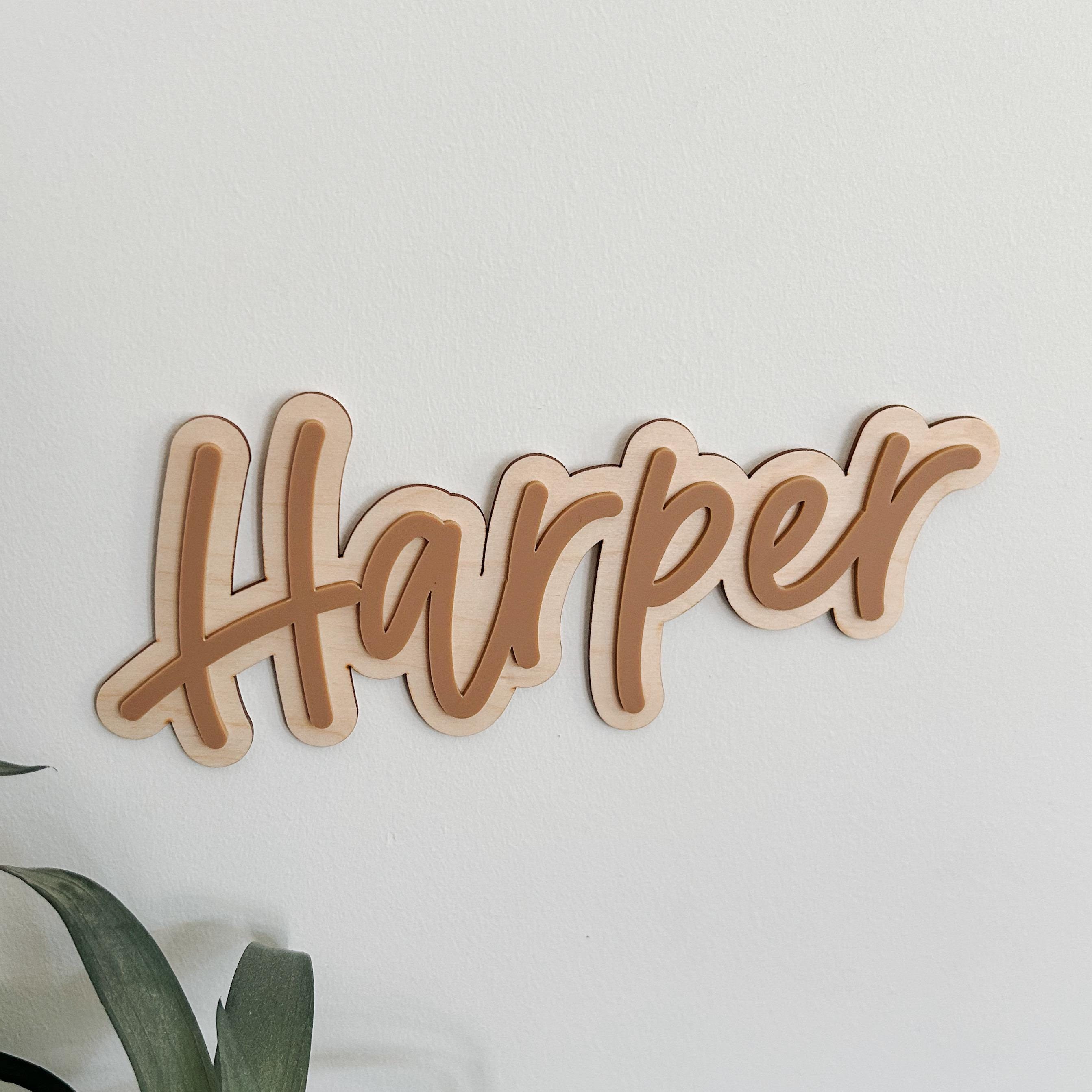 DOUBLE Layer Name Plaque, SCRIPT FONT, Wooden Script Names, Nursery ...