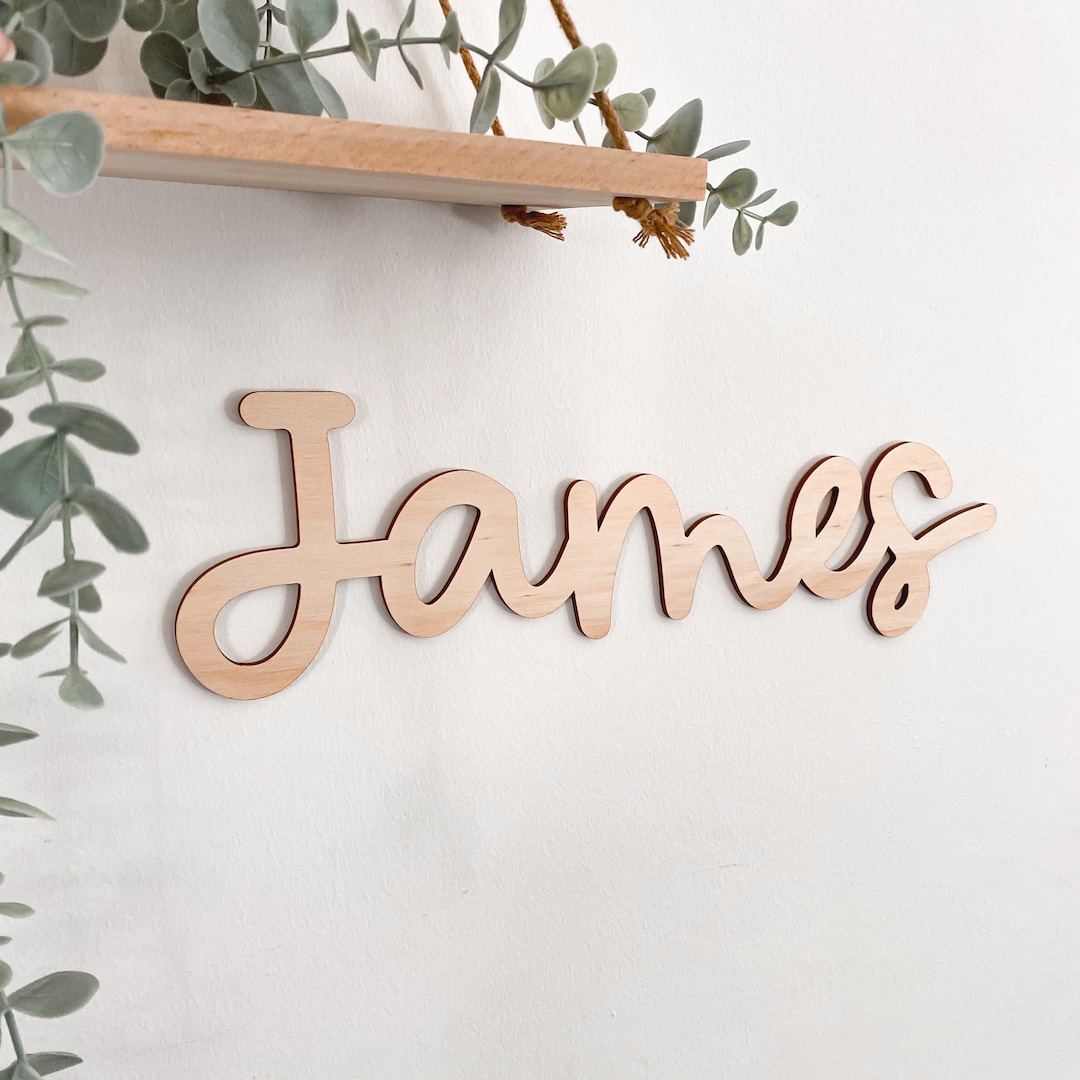 Wooden WALL NAMES | Personalised Script Names | Nursery Kids Decor ...