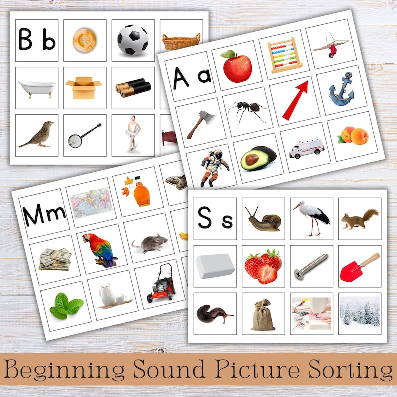 Printable Initial Sound Picture Matching Cards, Beginning Sound Letter ...