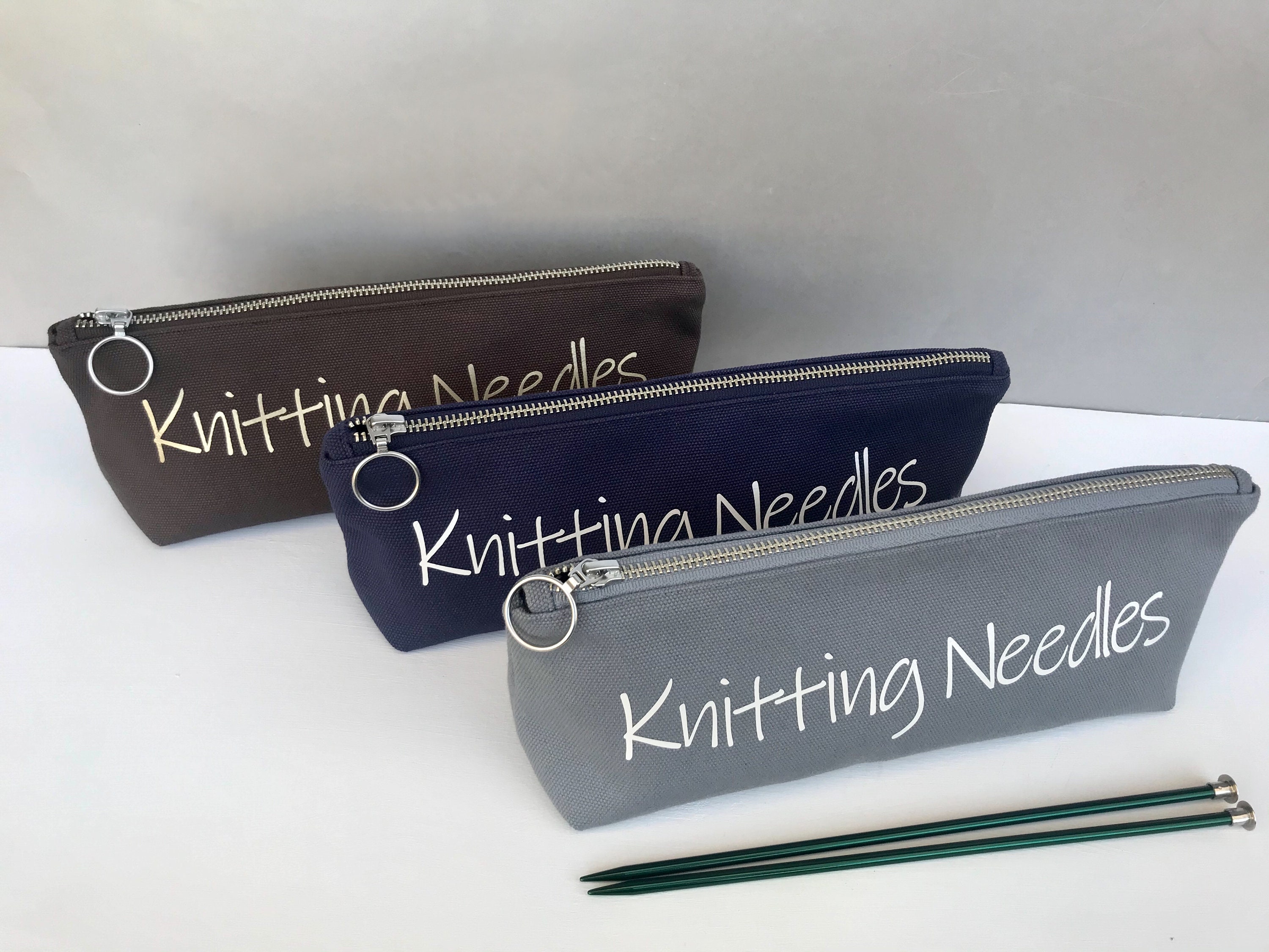 Knitting Needle Storage Zipper Pouch Made From Heavy Cotton Canvas - Etsy