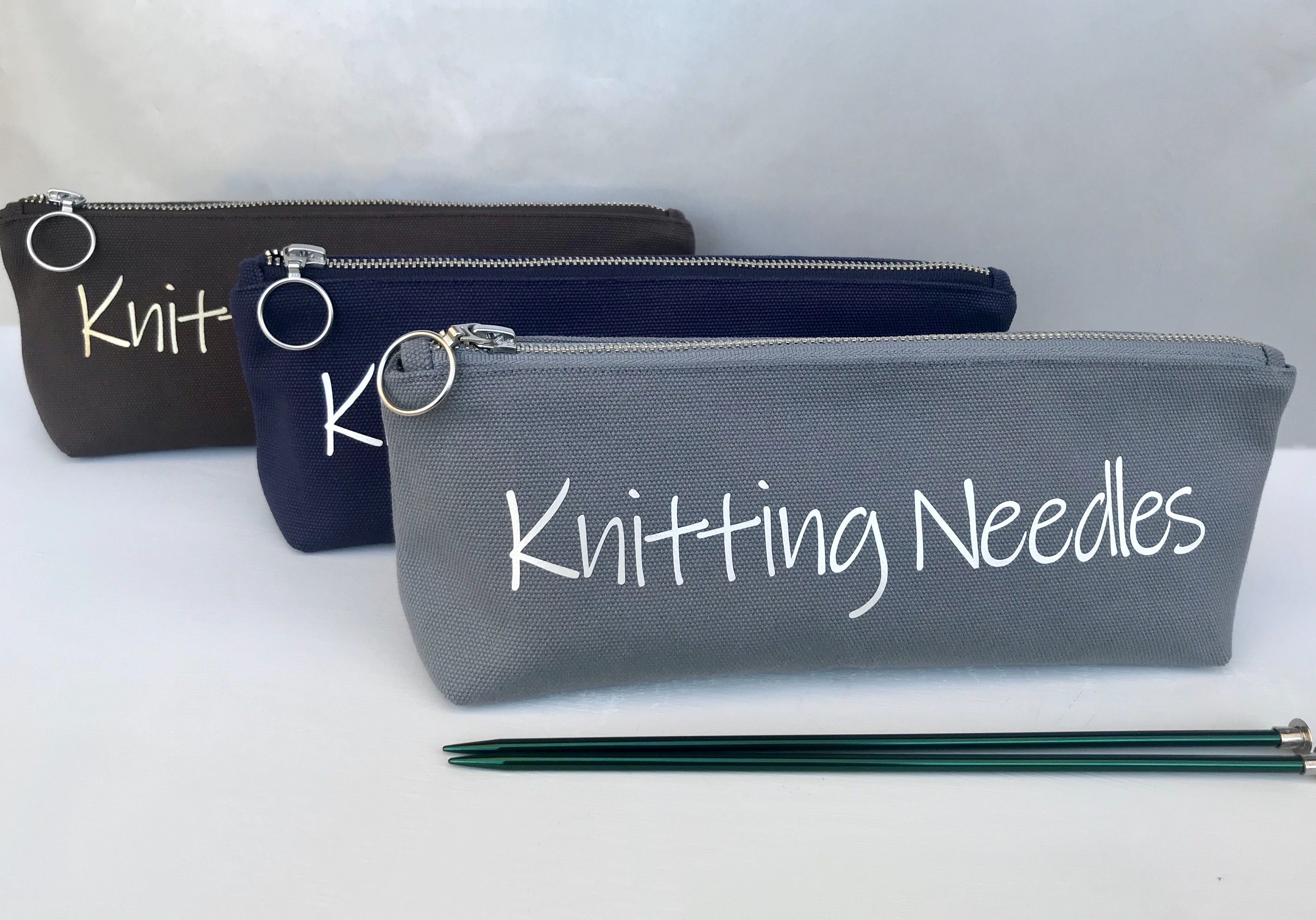 Knitting Needle Storage Zipper Pouch Made From Heavy Cotton Canvas - Etsy