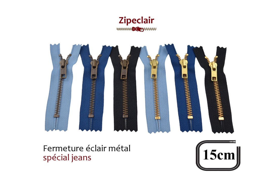 YKK A Metal Zip of 15 Cm, Special Jeans, Choice of Color: Light Blue ...