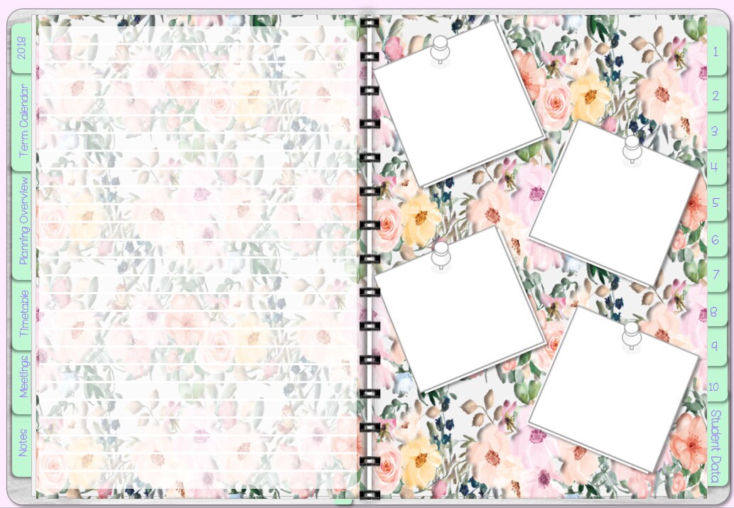 Digital Teacher Planner Floral 6 Periods - Etsy México