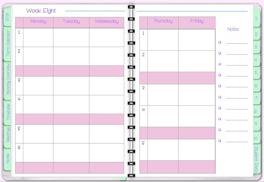 Digital Teacher Planner Floral 5 Periods - Etsy