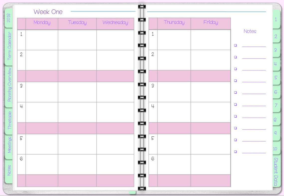 Digital Teacher Planner Floral 6 Periods - Etsy México