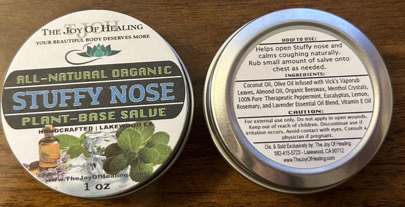 All-natural Organic Stuffy Nose Plant-based Salve - Etsy