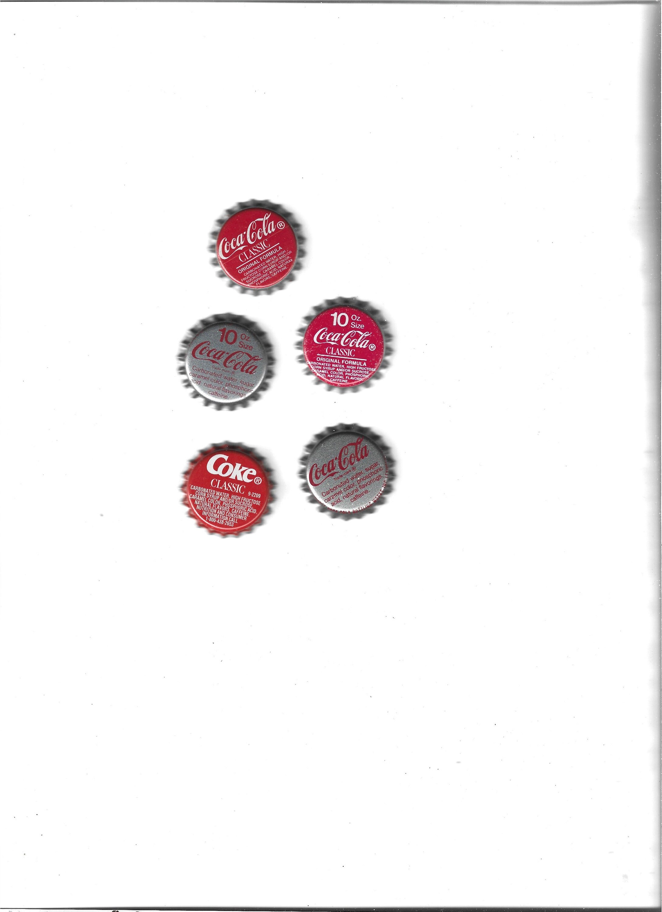 100 Pieces Assorted. Coca-cola Bottle Caps 20 Each of the 5 - Etsy