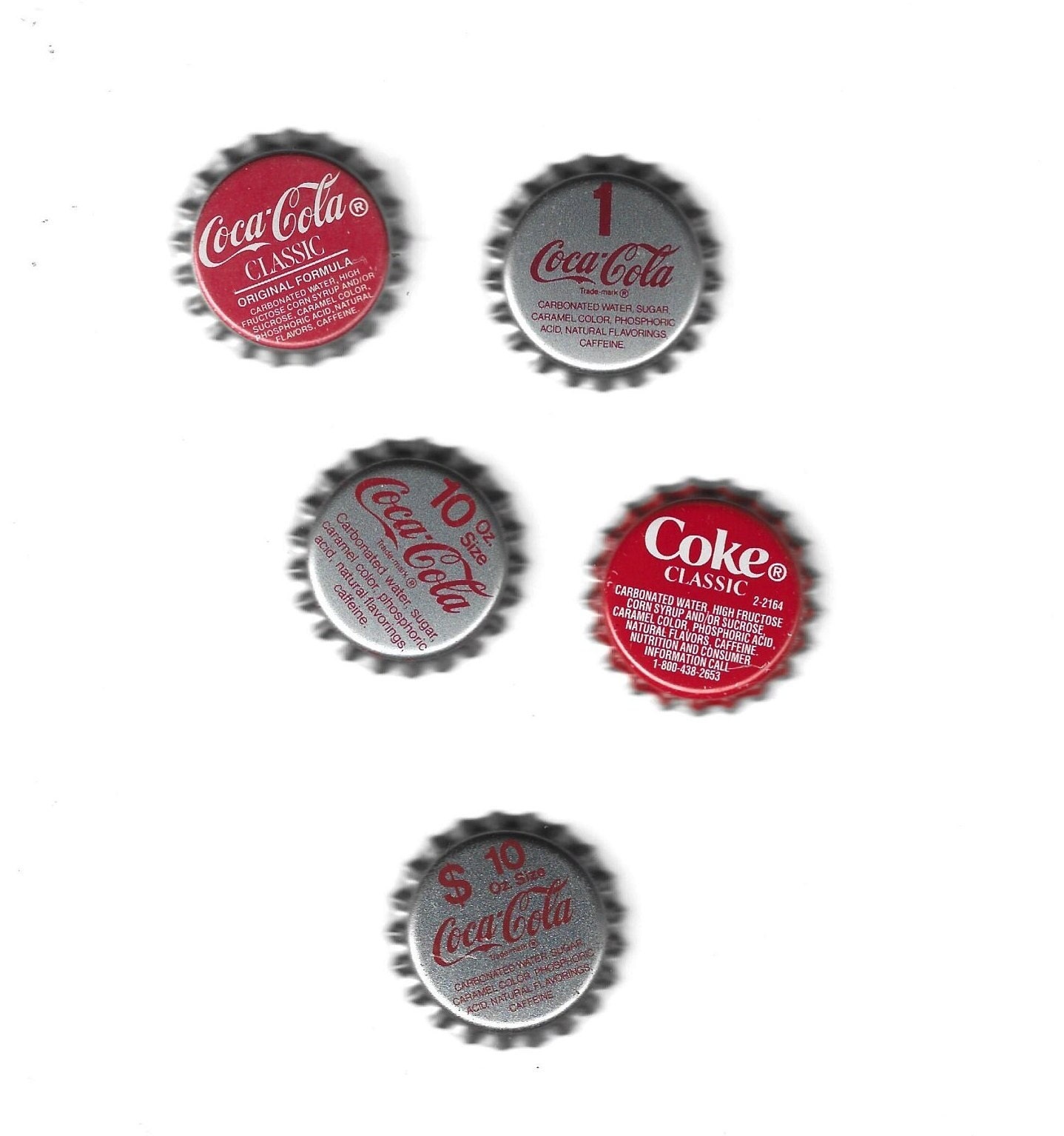 100 Pieces Assorted. Coca-cola Bottle Caps 20 Each of the 5 - Etsy