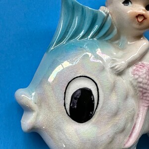 Vintage Norcrest MERMAID Riding Fish Trio Wall Hanging Plaque Bradley ...