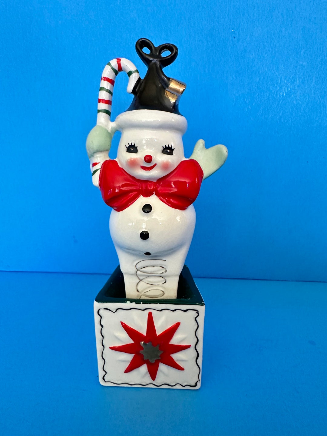 Vintage Lefton Stackable Snowman in a Box Salt & Pepper Shakers ...