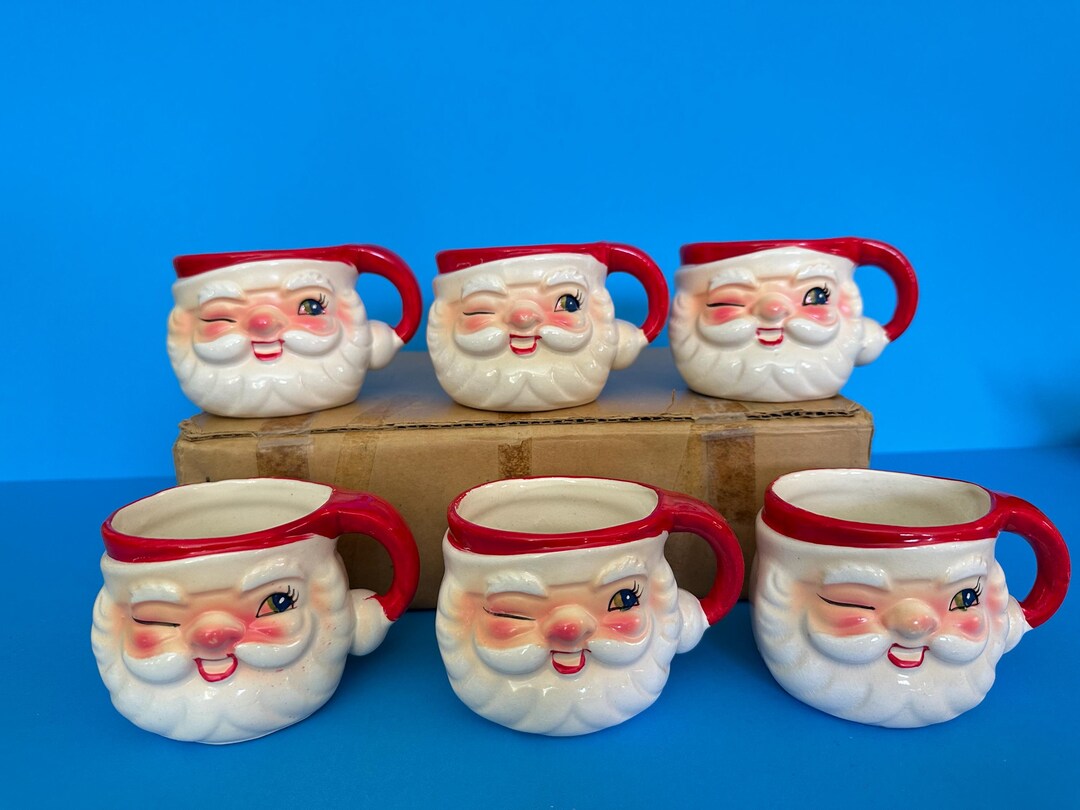 Vintage Dexter's for Lee Wards Set of 6 Winking Santa Mugs Set ...