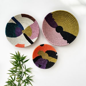 Colorful Baskets for Wall Decor, Wall Baskets - Set of 3, Woven Basket ...