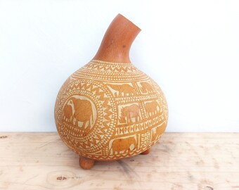 Peruvian Carved Gourd Calabash Plate Bowl Wall Decoration Andean Women ...