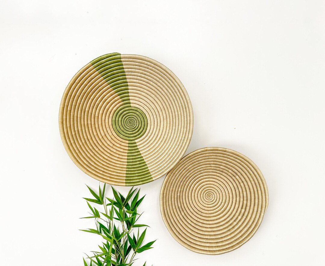 Rwanda Baskets Set of 2, Wall Baskets, Basket Wall Decor, Boho Wall ...