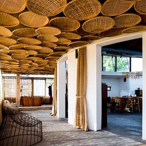 Bamboo Ceiling Decor Set of 3, Bamboo Decor, Restaurant Decor, Woven ...