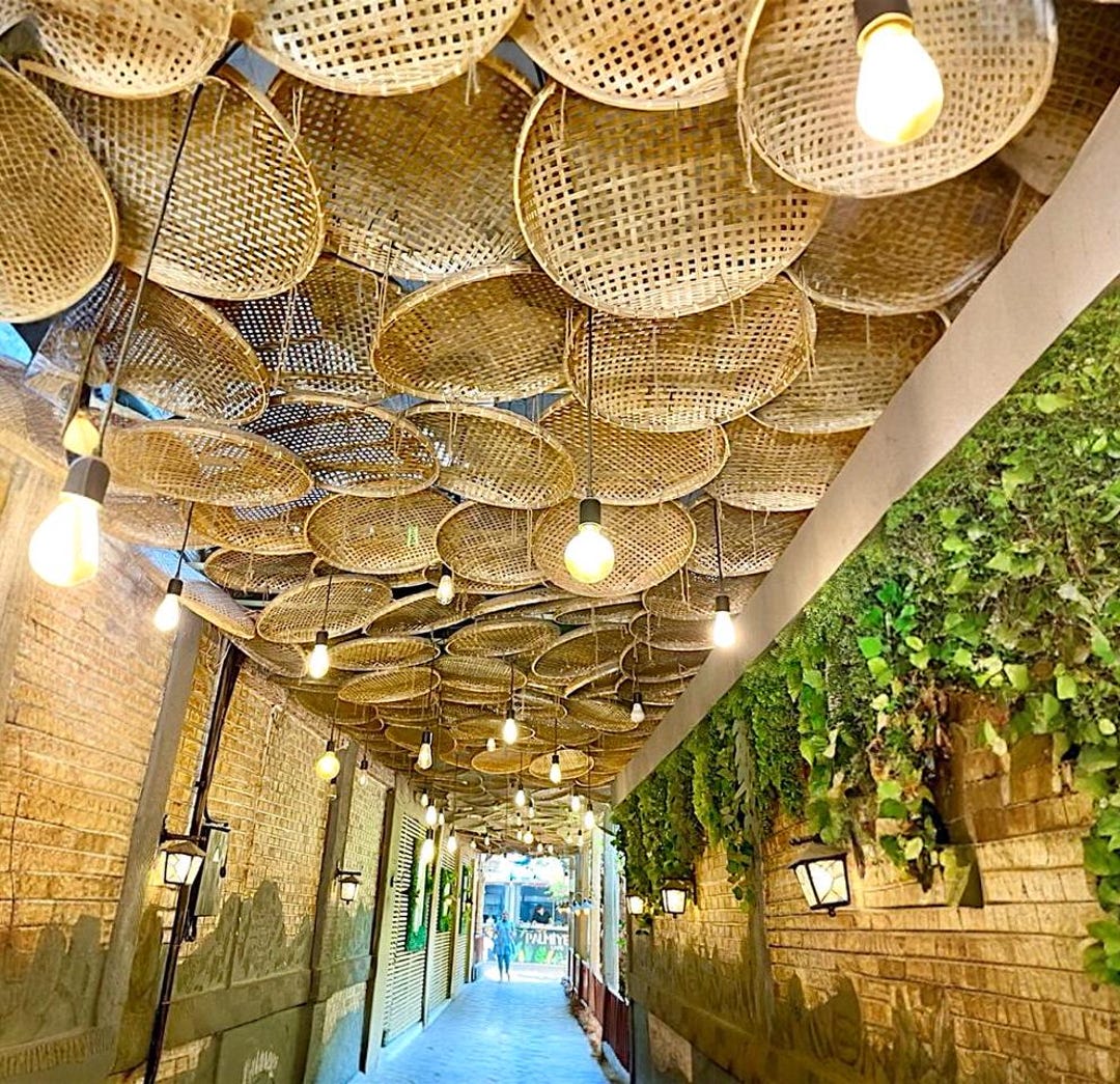 Bamboo Ceiling Decor Set of 3, Bamboo Decor, Restaurant Decor, Woven ...