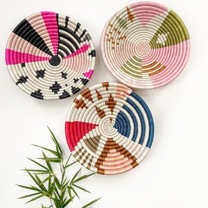 Rwanda Wall Basket, Colorful Basket Wall Art, Boho Wall Decor, Woven ...