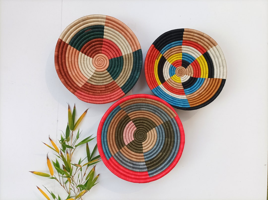 Assorted Wall Basket Set of 3 Colorful Basket Wall Decor Wall - Etsy