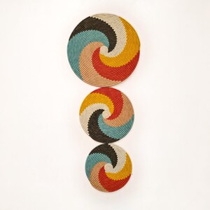 Woven Wall Trivets, Set of 3, Wall Basket Decor, Colorful Rwanda ...