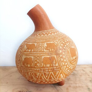 Hand Carved Gourd, Calabash Gourd, Ethnic Home Decor, Primitive Decor ...