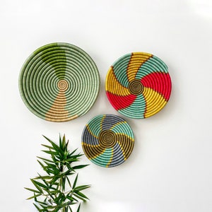 Vibrant African Wall Basket Set of 3 Unique Handmade Home Gifts - Etsy