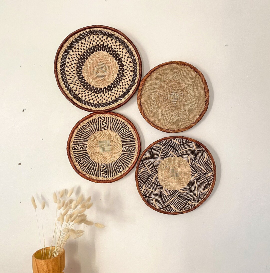 Woven Boho Wall Hanging Basket, Wall Basket, Set of 4, Authentic Binga ...