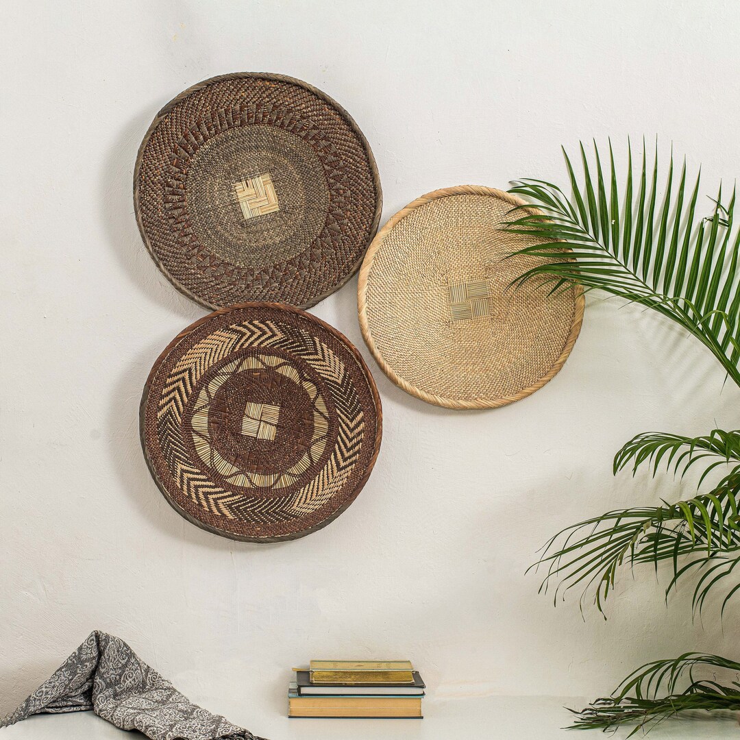Basket Wall Decor Set, Wall Basket Set of 3, Binga Baskets, Wall Decor ...