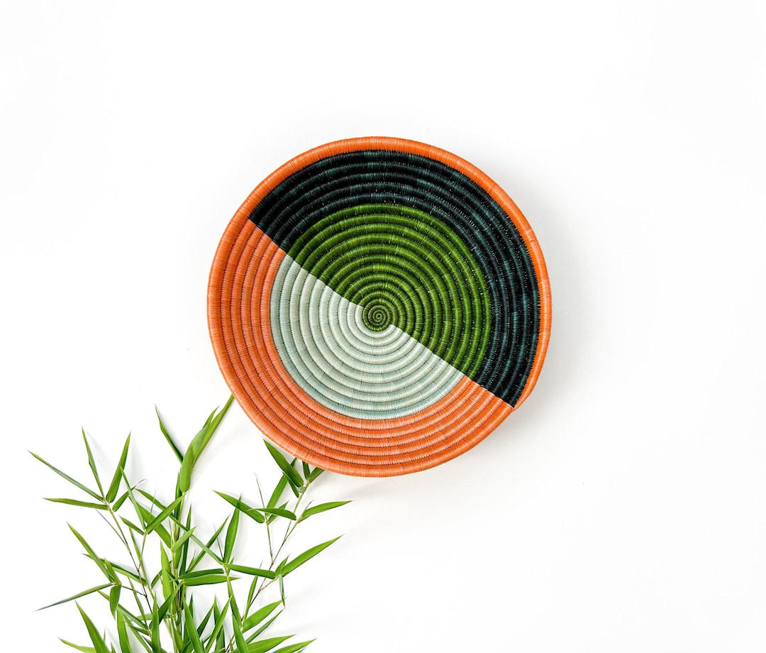 African Handwoven Basket, Rwanda Wall Basket,table Centerpiece , Shelf ...