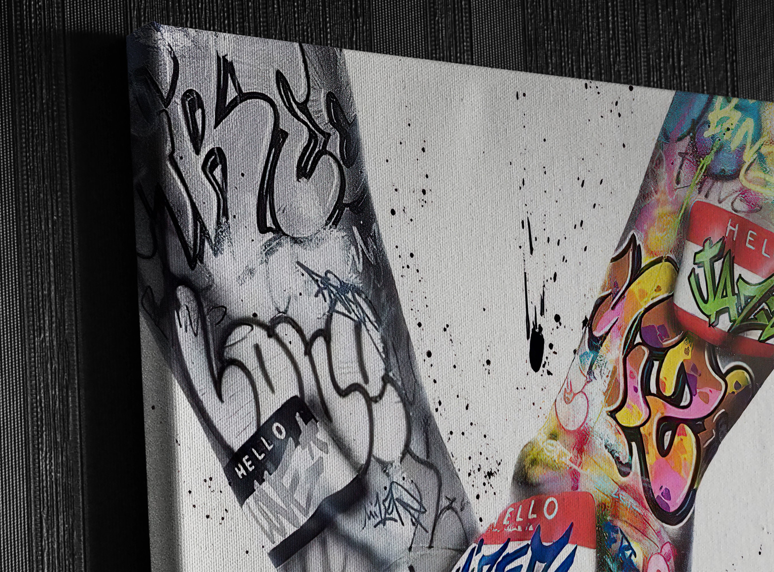 World Unity Holding Hands Graffiti Art Box Framed Printed Canvas ...