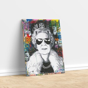 Banksy Queen Elizabeth Wall Art Canvas Print, Banksy Queen Canvas ...