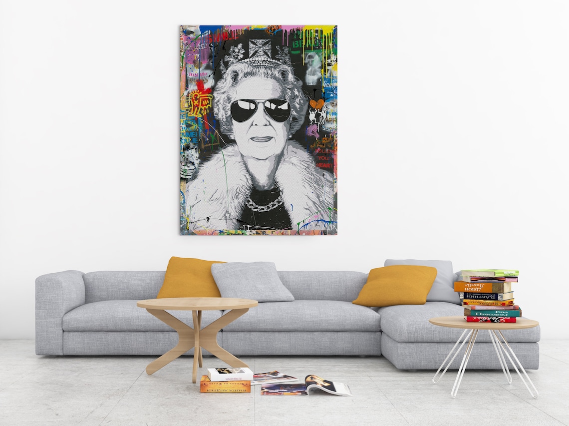 Banksy Queen Elizabeth Wall Art Canvas Print Banksy Queen - Etsy Italia