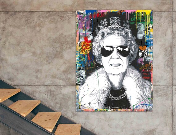 Banksy Queen Elizabeth Wall Art Canvas Print Banksy Queen - Etsy UK