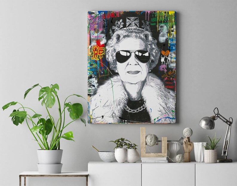 Banksy Queen Elizabeth Wall Art Canvas Print Banksy Queen - Etsy Italia